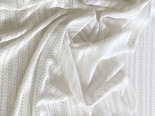 Striped Knit Fabric White A - fabric fabric