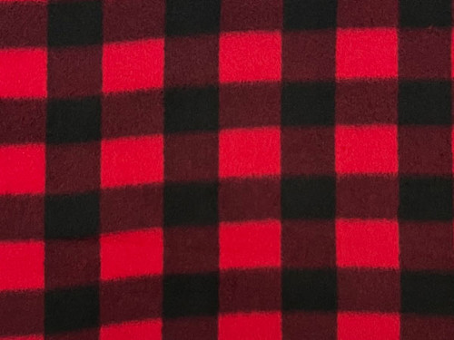 Printed Fleece Buffalo Check Red Black - fabric fabric