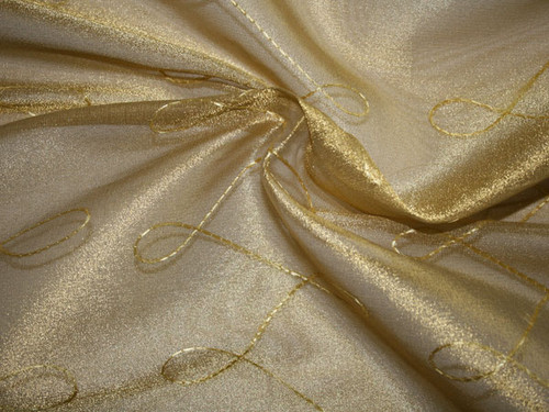 Metallic Embroidered Organza Light Gold - fabric fabric