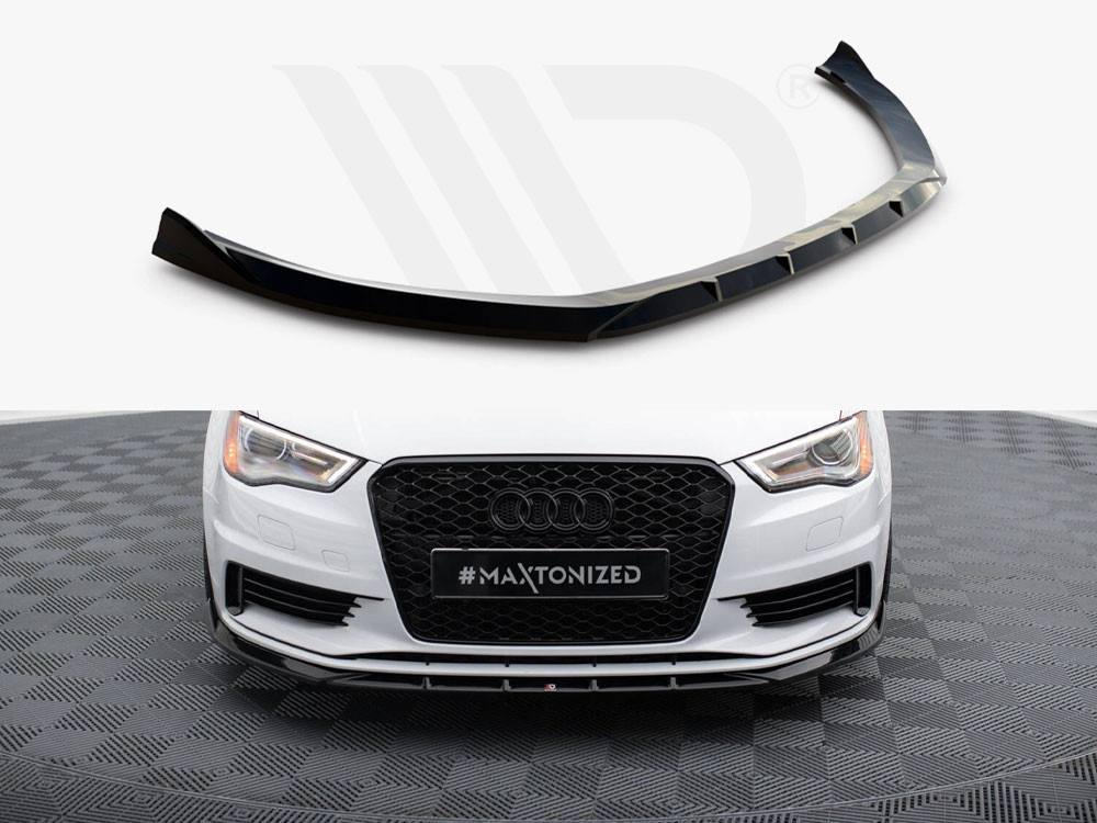 Maxton Design Gloss Black Front Splitter V.1 Audi A3 Sedan 8V PFL ...