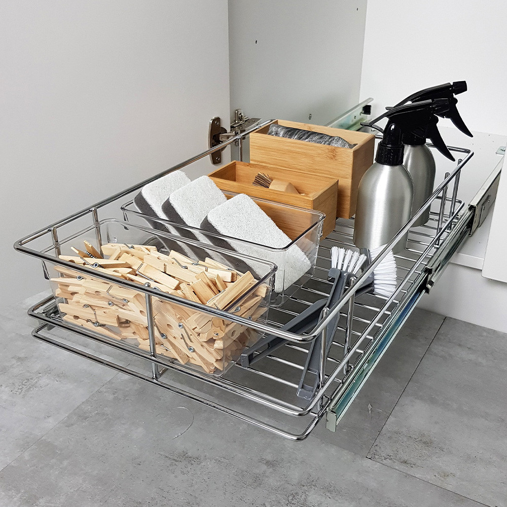 Tansel Pull Out Bottom Mount Wire Basket Kit for Internal Width Area ...