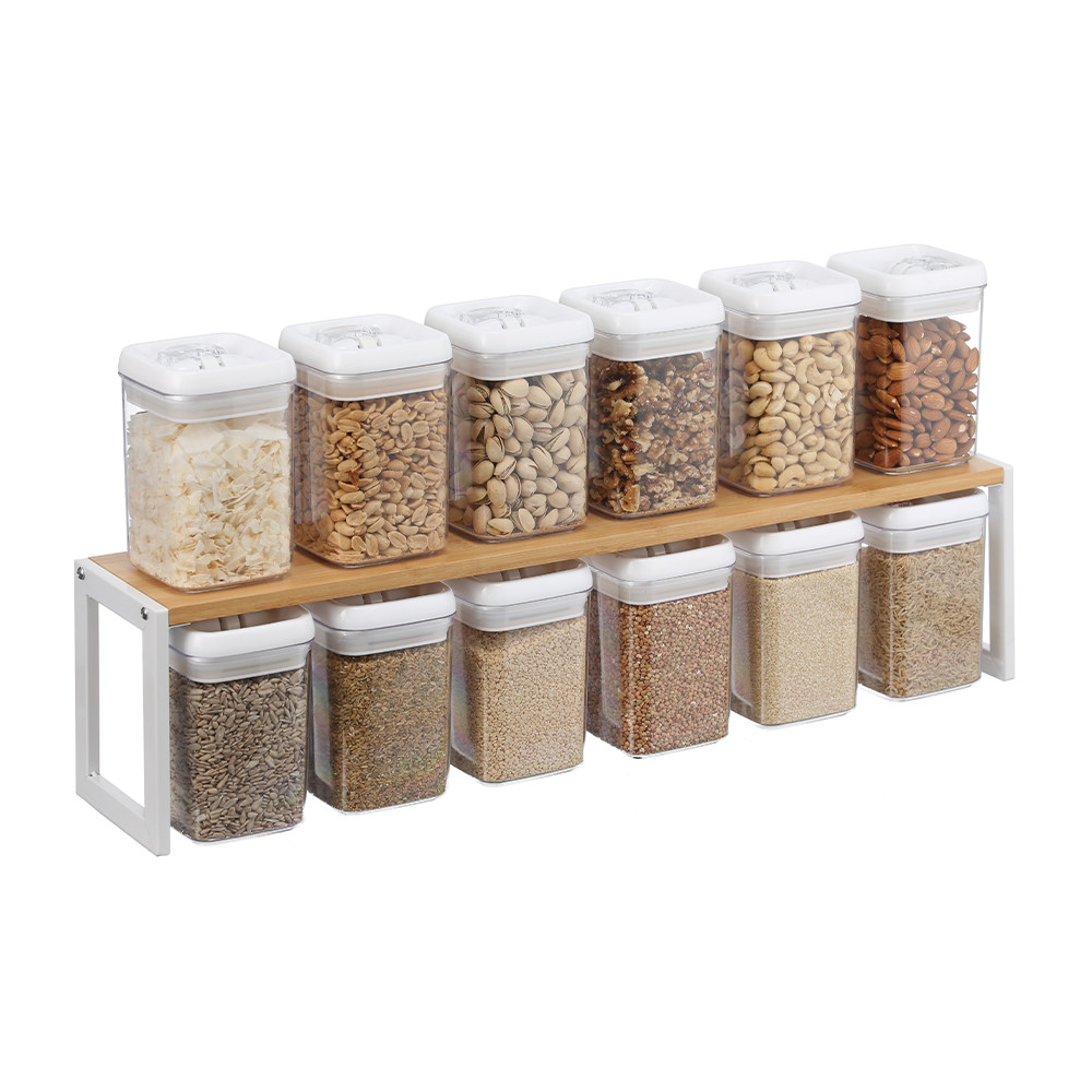 WilliamsWare Shallow Stackable Bamboo Kitchen Shelf 70cm Wide - Black ...