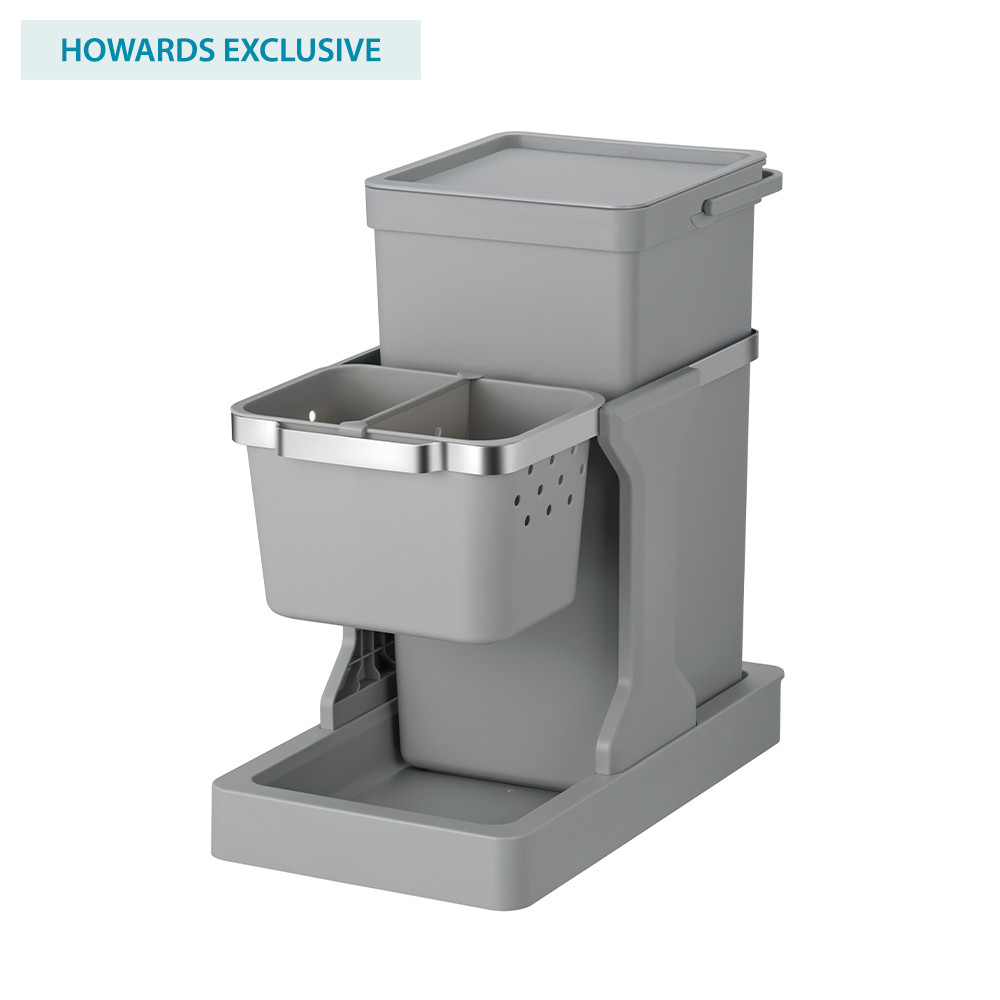 Howards 2 x 20L Twin Pull-Out Rubbish Bin - White | Howards Storage World