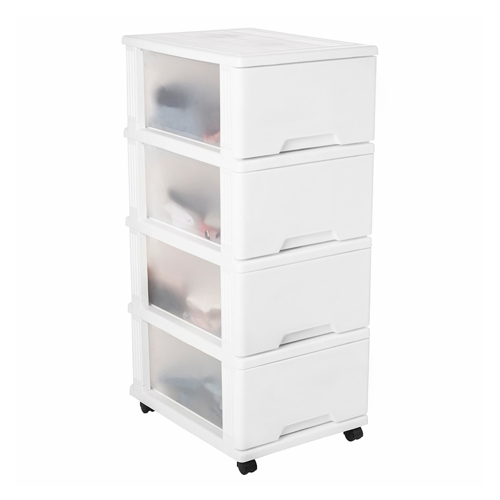 Algo 4 Drawer Jumbo Storage Unit with Wheels - White | Howards Storage ...