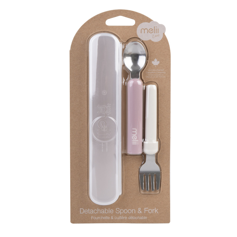 Melii Luxe Detachable Kids Spoon & Fork - Pink | Howards Storage World
