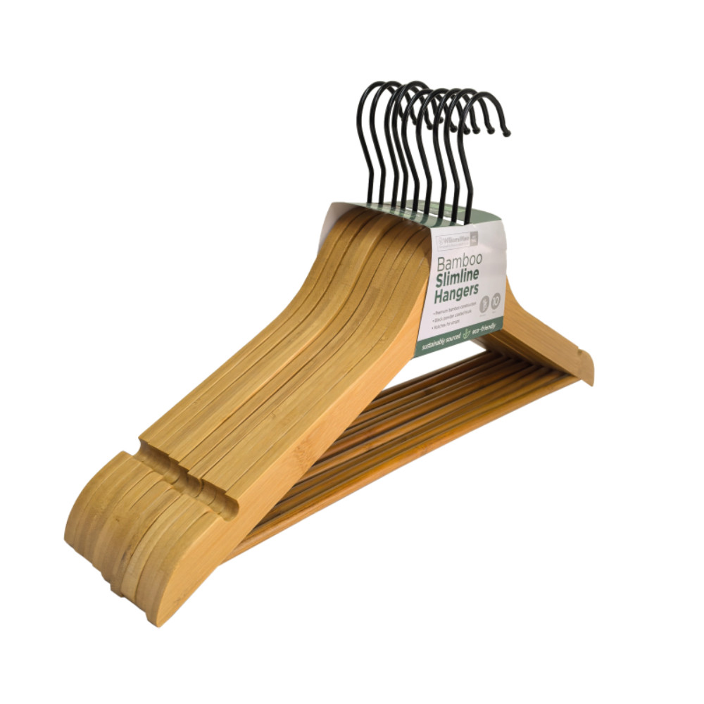 Williamsware Slimline Bamboo Clothes Hangers - 10 Pack | Howards ...