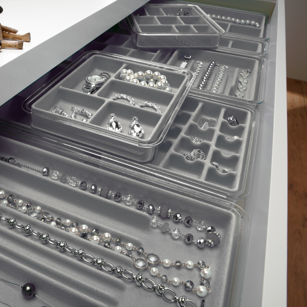 Jewellery Stax 9 Compartment Organiser Tray - Grey | Howards Storage World