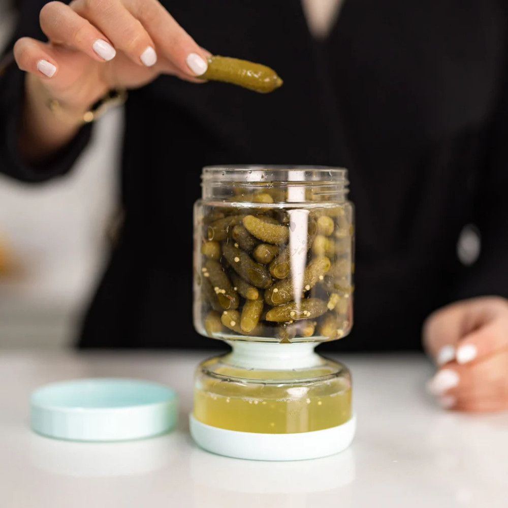 Glass Pickle Jar with Strainer | Howards Storage World