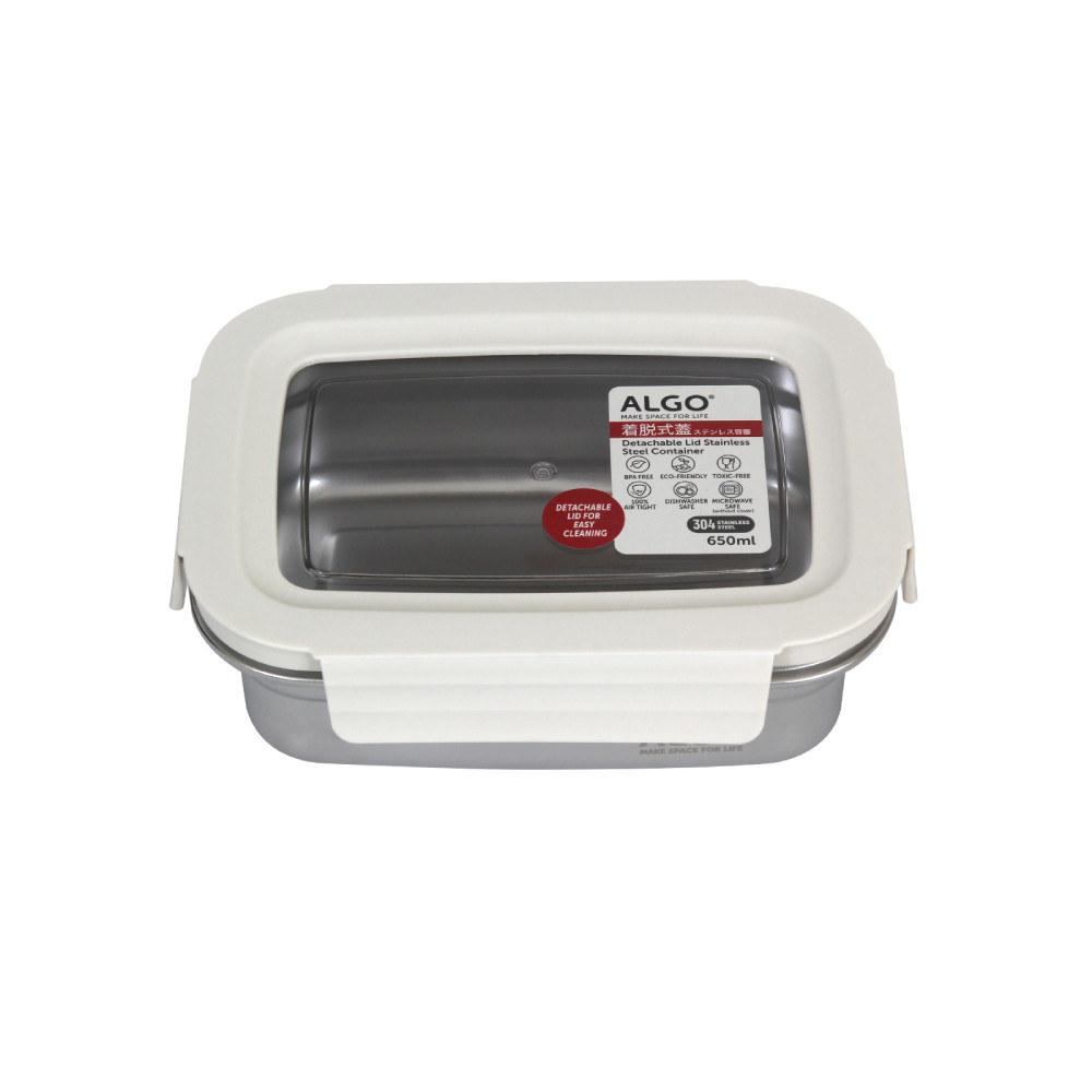 Algo Stainless Steel Rectangle Container with Detachable Lid - 650ml ...