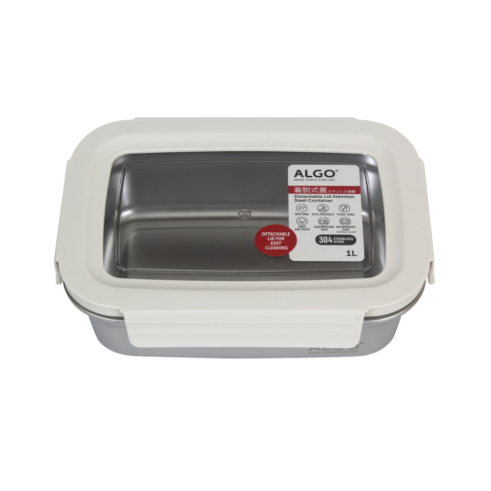Algo Stainless Steel Rectangle Container with Detachable Lid - 1L ...