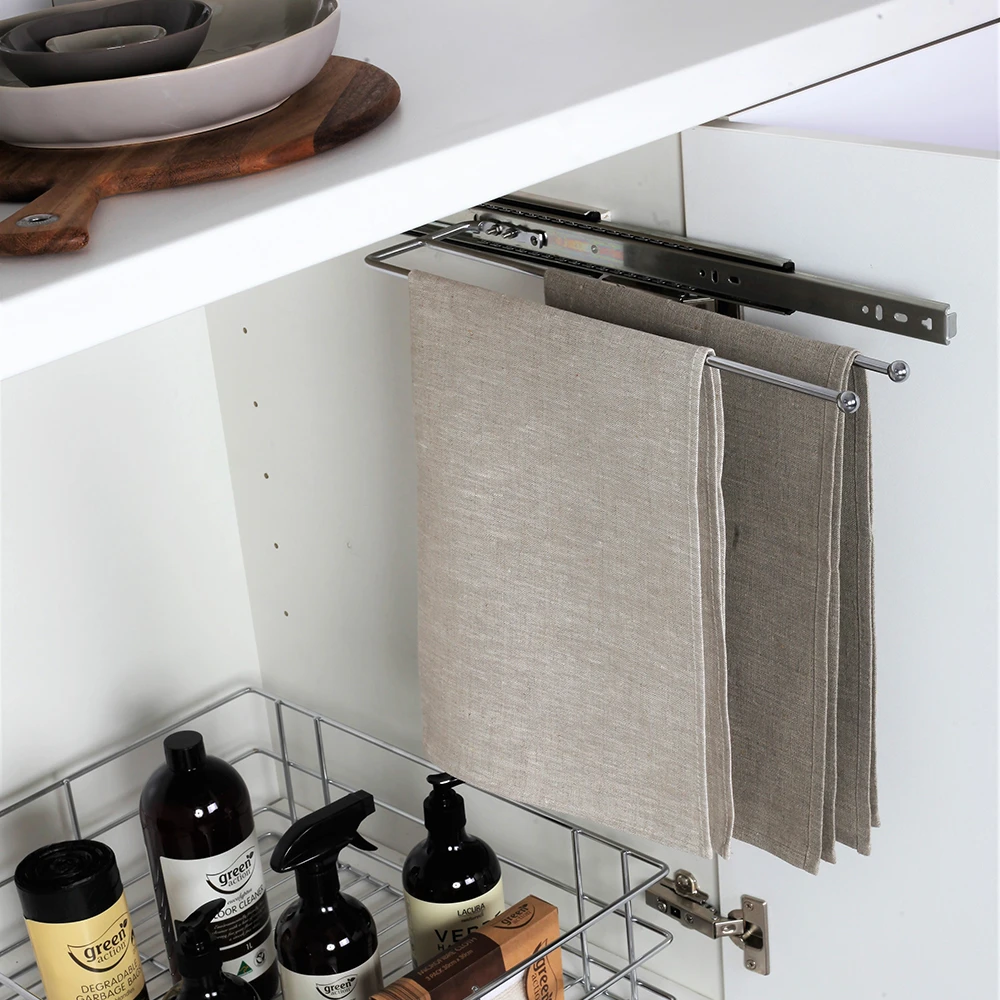 Tansel Pull Out Double Tea Towel Rack with Side Mount Slide Kit ...