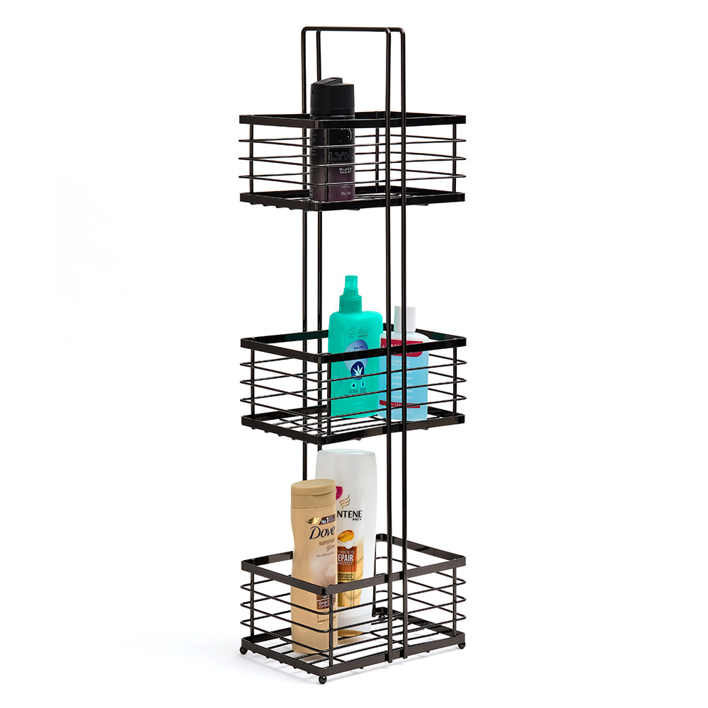 Black Onyx Freestanding 3-Tier Floor Organiser | Howards Storage World