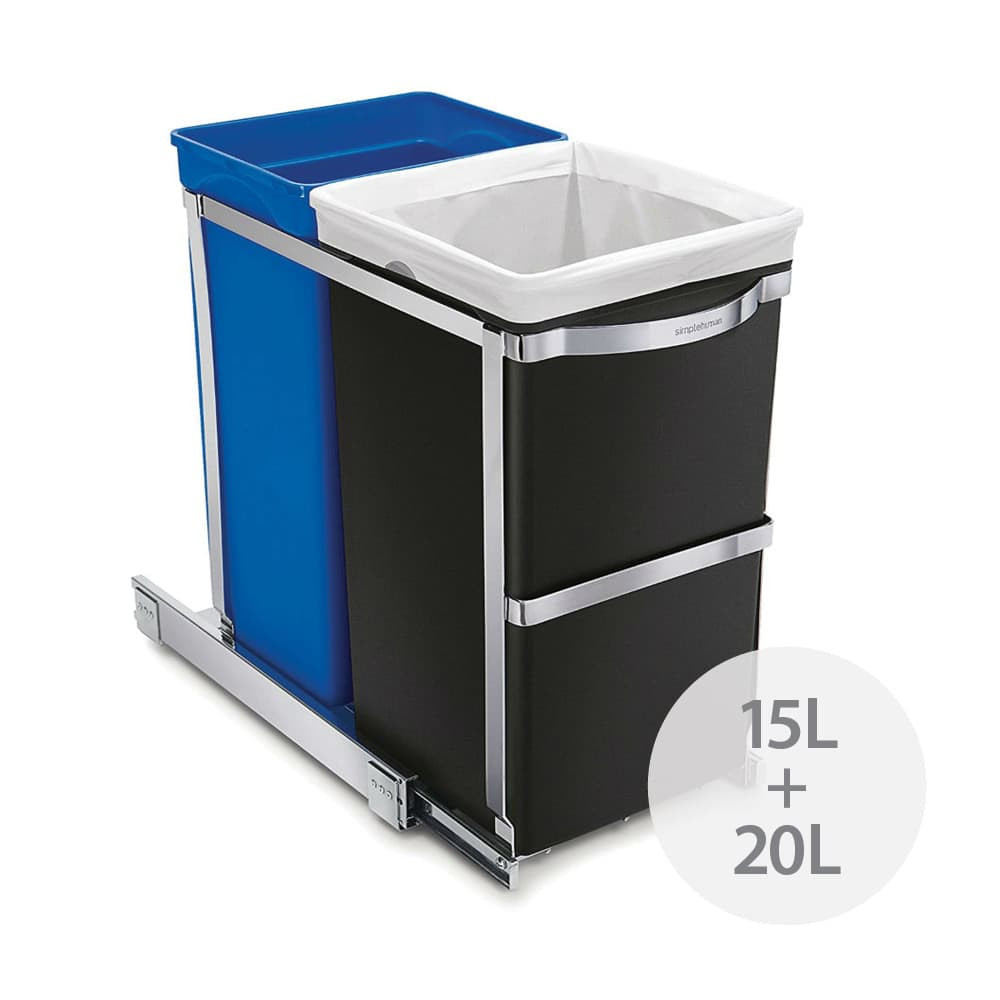 Howards 2 x 20L Twin Pull-Out Rubbish Bin - White | Howards Storage World