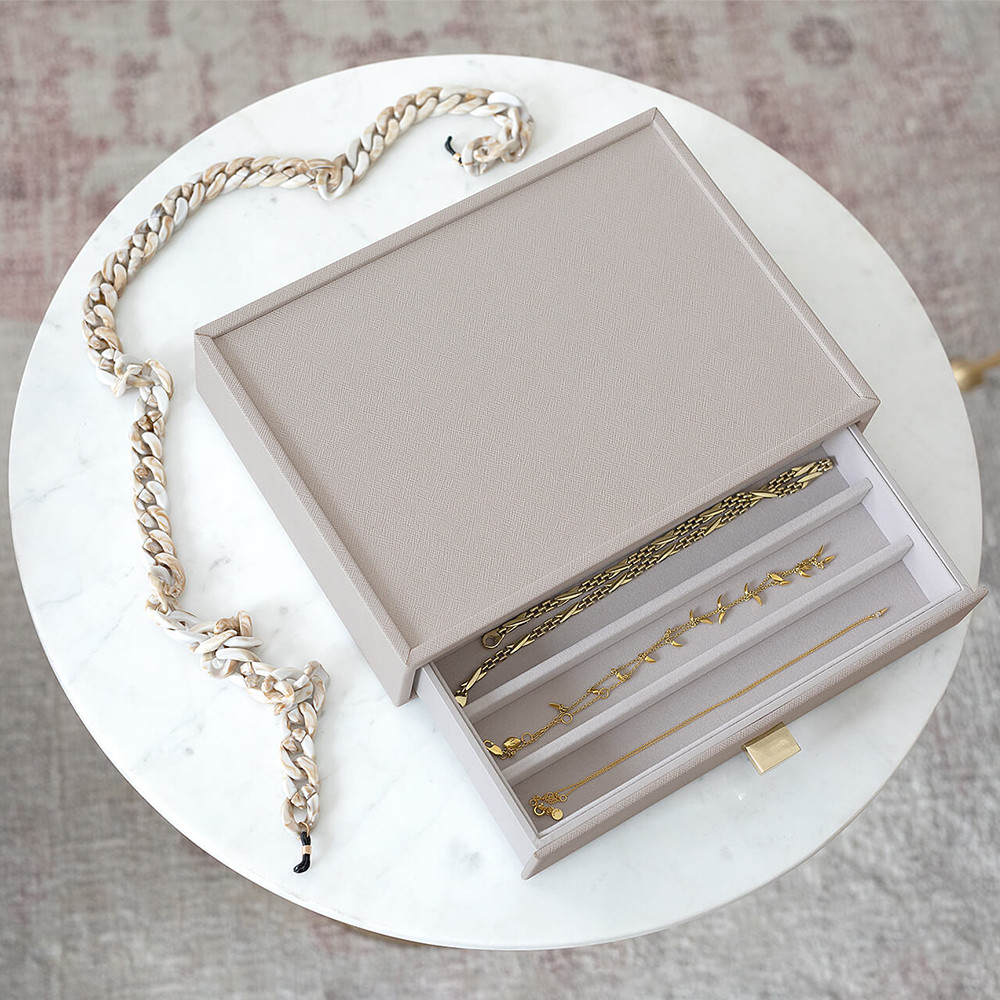 Stackers Classic Drawer Necklace & Bracelet Jewellery Box Layer - Taupe ...