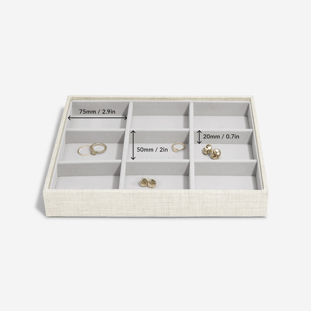 Stackers Classic Jewellery Box Tray 9 Compartment - Oatmeal/Linen ...