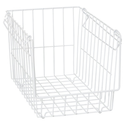 Howards Wire Stackable Storage Basket Narrow - White | Howards Storage ...