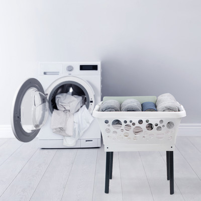 White Magic Laundry Basket with Legs | Howards Storage World