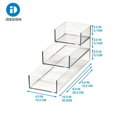 iDesign x Sarah Tanno Slide & Stack Organisers 3 Pack - Clear | Howards ...