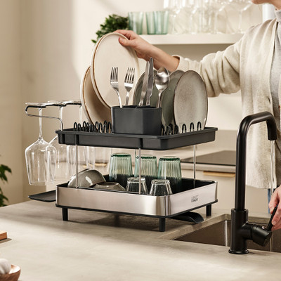 Joseph Joseph Excel Steel 2 Tier Dish Rack | Howards Storage World