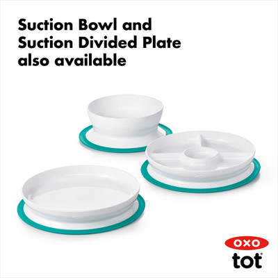 OXO Tot Stick & Stay Suction Divided Plate - Teal | Howards Storage World