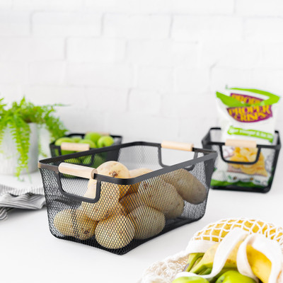Kate's Kitchen Rectangular Mesh Basket Large - Black | Howards Storage ...