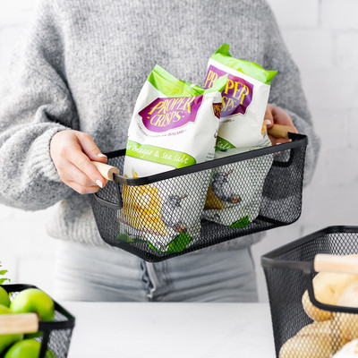 Kate's Kitchen Rectangular Mesh Basket Medium - Black | Howards Storage ...