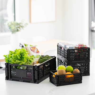 Collapsible & Stackable Storage Basket Small - 4 Pack | Howards Storage ...