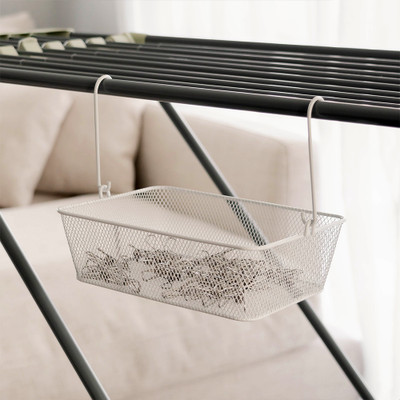 Rectangular Metal Mesh Hanging Peg Basket - White | Howards Storage World