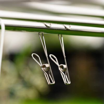 Stainless Steel Laundry Pegs with Hanging Hook - 10 Pack | Howards ...