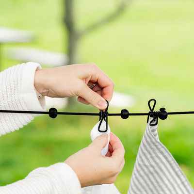 12 Peg PVC Coated Steel and Elastic Portable Clothesline 3m - Black ...