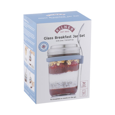 Kilner Glass Breakfast Jar Set with Spoon - 350ml | Howards Storage World