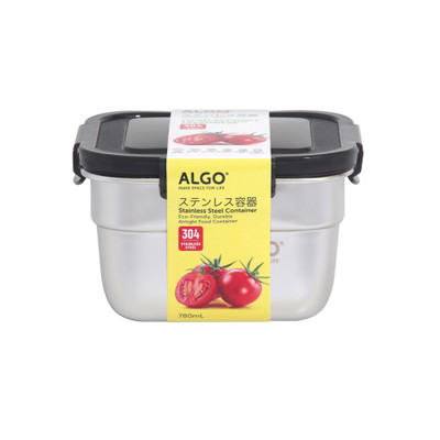 Algo Stainless Steel Square Container - 780ml | Howards Storage World