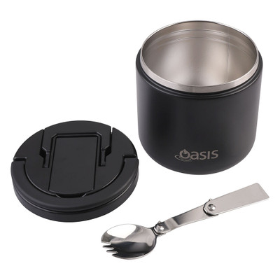 Oasis Stainless Steel Insulated Food Flask 500ml with Spork - Black ...