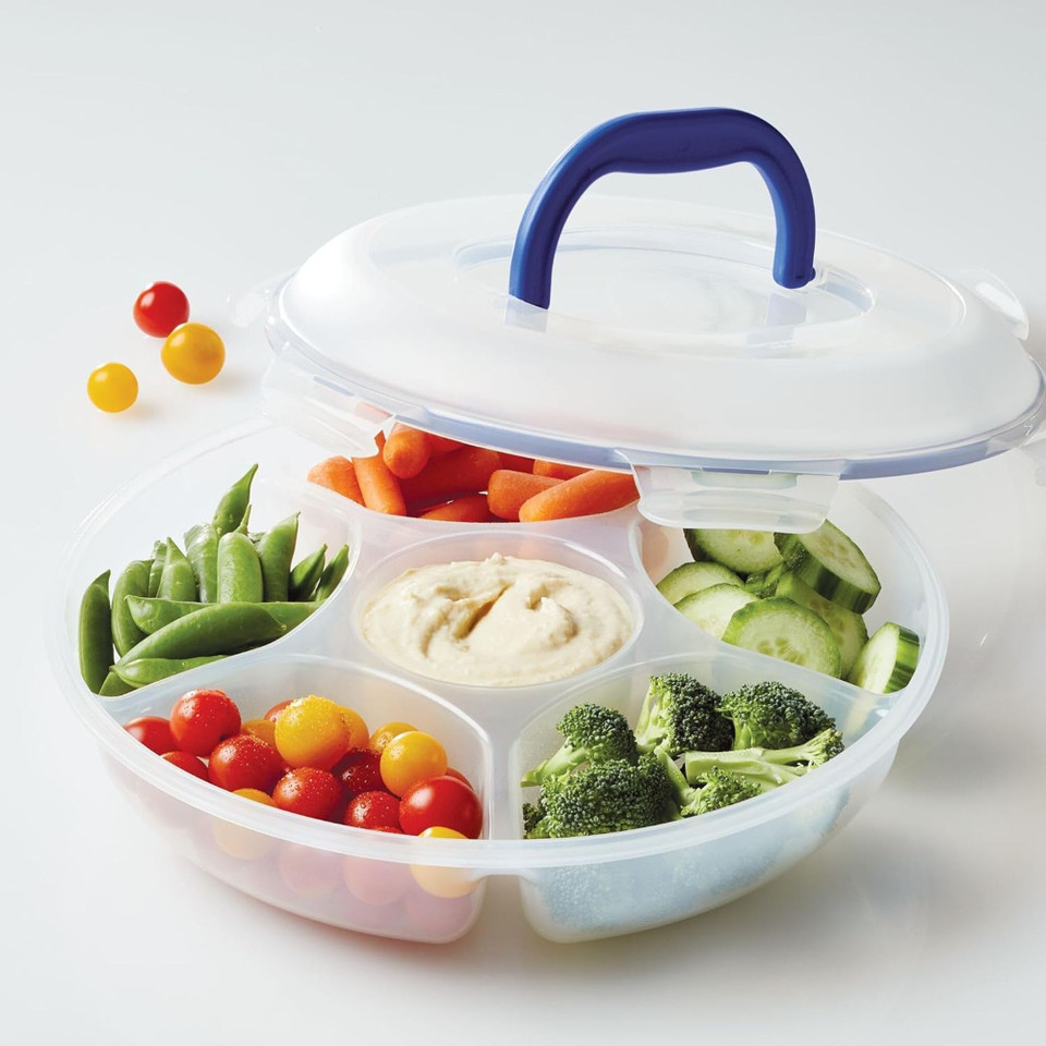 Lock & Lock Chip n Dip Round Divider Food Container 2.3L | Howards ...