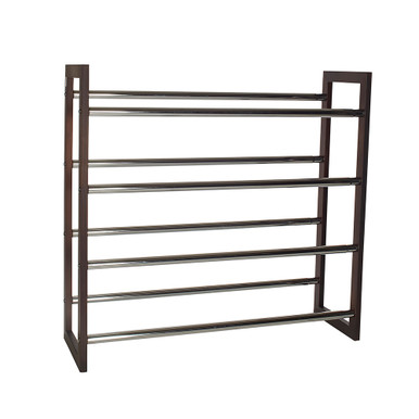 4 Tier Expandable Shoe Rack in Chocolate | Howards Storage World