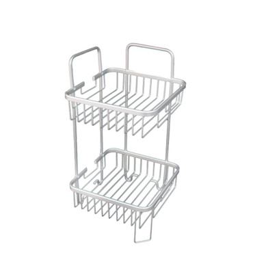 Bathroom Aluminium Square Shower Rack - 2 Tier | Howards Storage World