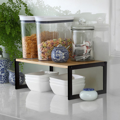 WilliamsWare Deep Stackable Bamboo Kitchen Shelf 45cm Wide - Black ...