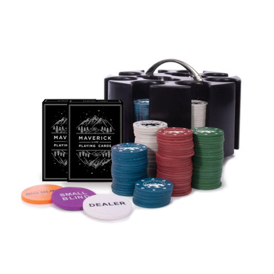 IS Gift Maverick Deluxe Rotating Poker Set with 200 Chips & 2 Decks ...