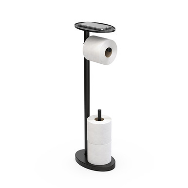 OVO Toilet Caddy with Tray - Matte Black | Howards Storage World