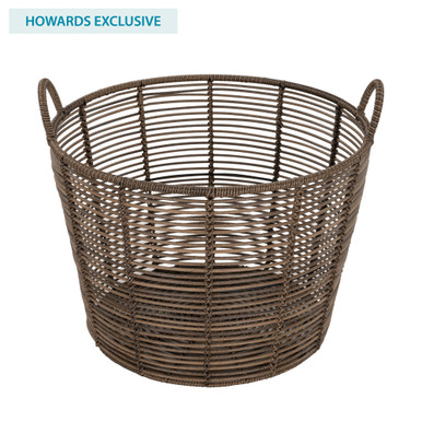 Howards Poly Rattan Open Weave Basket Brown - Round | Howards Storage World
