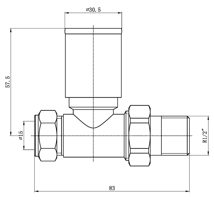 Modern Round Straight Valves - Chrome