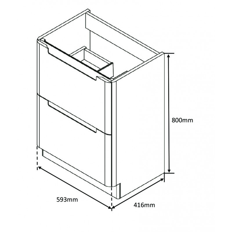White Gloss - Monza Vanity & Basin Floor Standing - 600mm *Tap and ...
