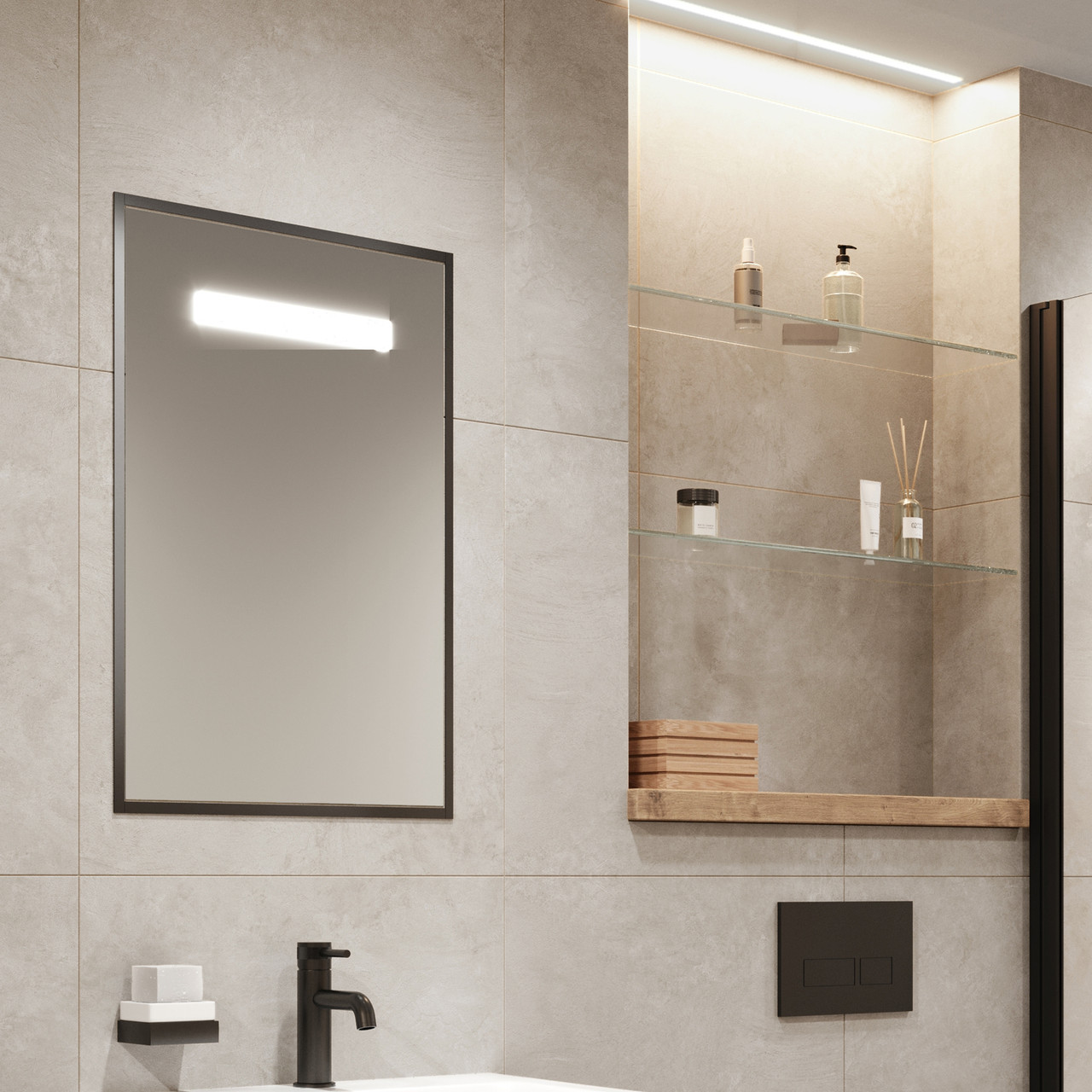 Recessed Cabinet - with Matte Black Surround - The Wetroom Store