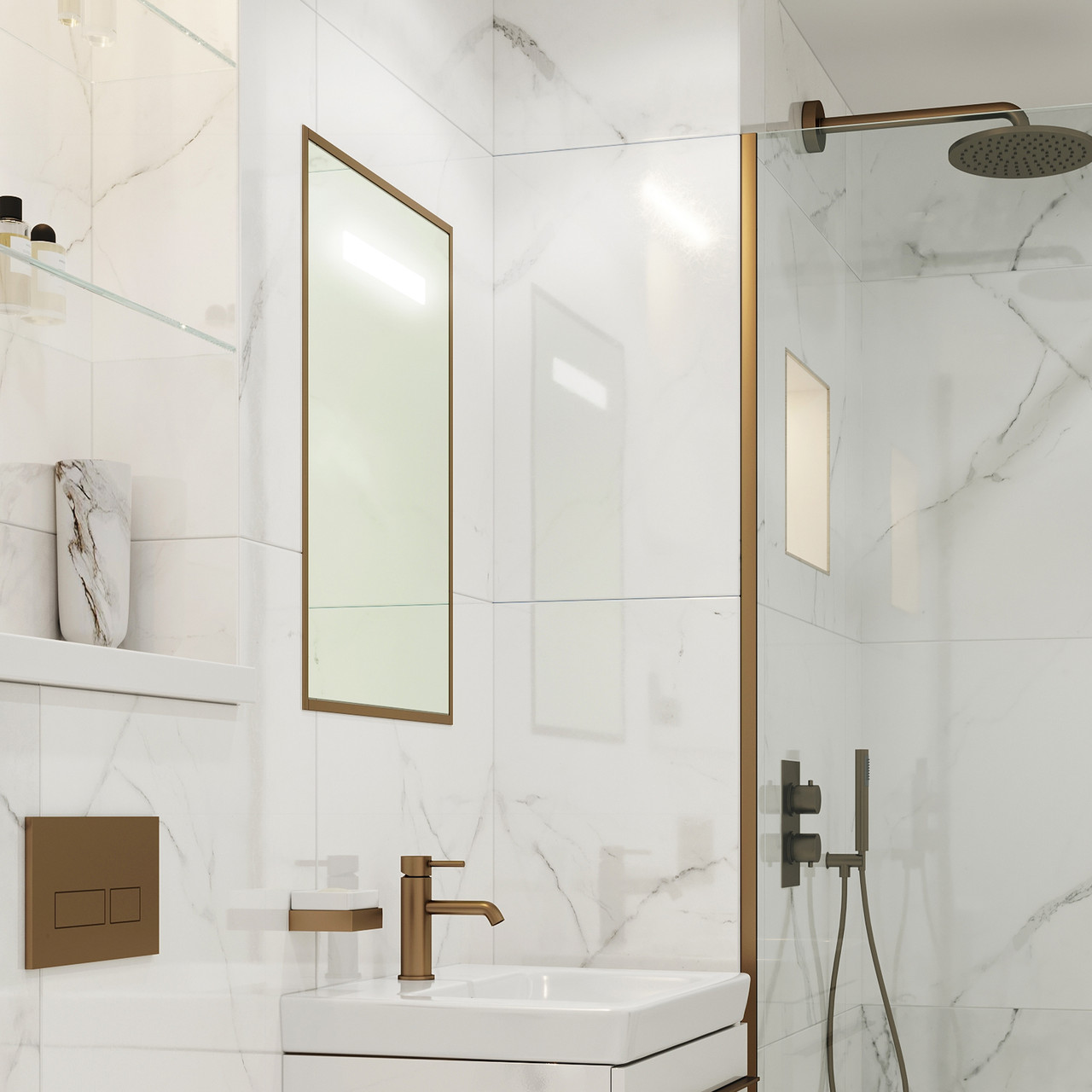 Recessed Cabinet - with Brushed Bronze Surround - The Wetroom Store
