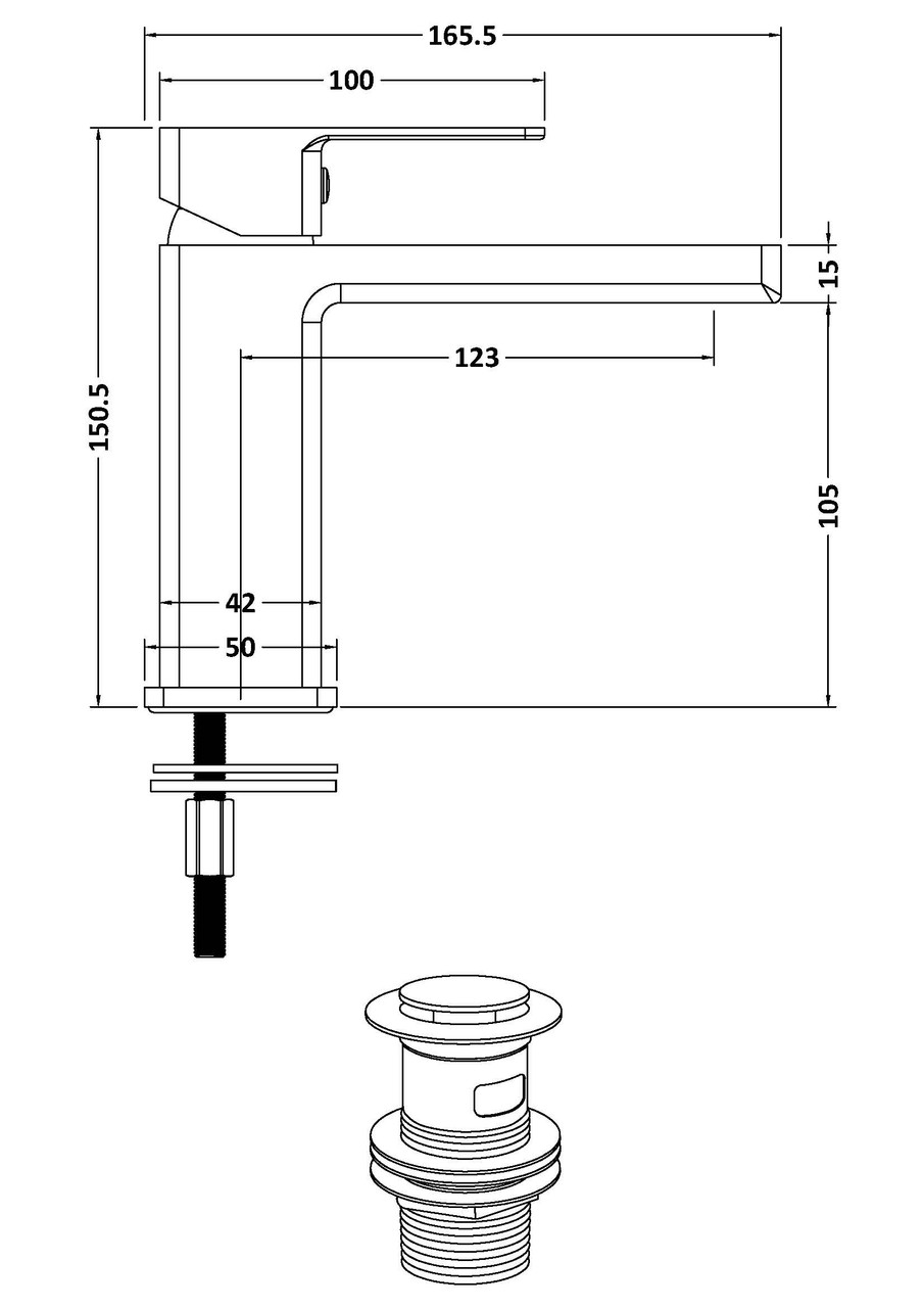 Mono Basin Mixer With Push Button Waste (Chrome) - The Wetroom Store