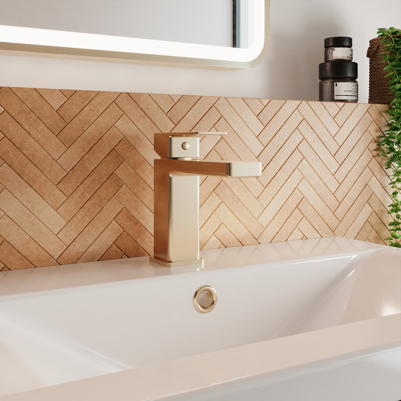 Mono Basin Mixer With Push Button Waste (Brushed Brass) - The Wetroom Store