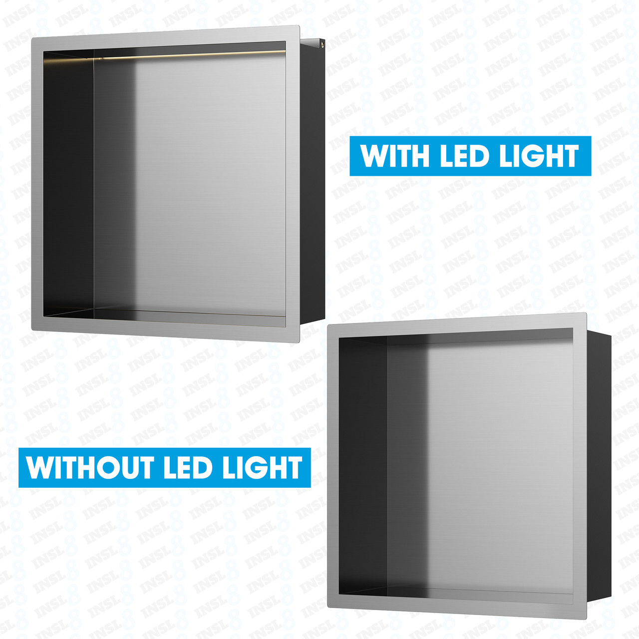 INSL8 Stainless Steel Brushed Brass Shower Niches – Shelved & Standard ...