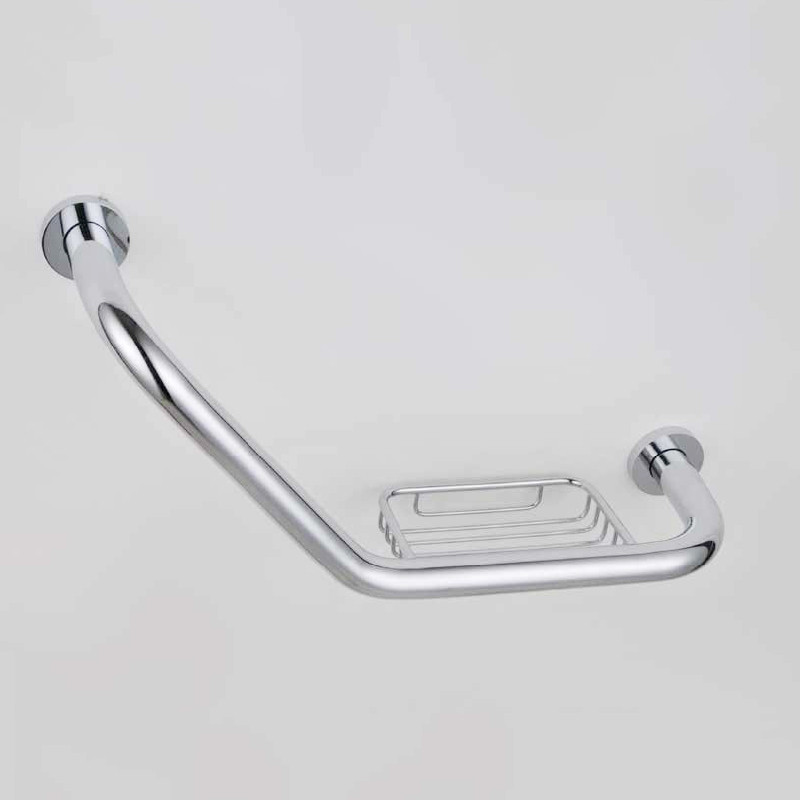 Grab Bar Angled Soap Holder Chrome - The Wetroom Store