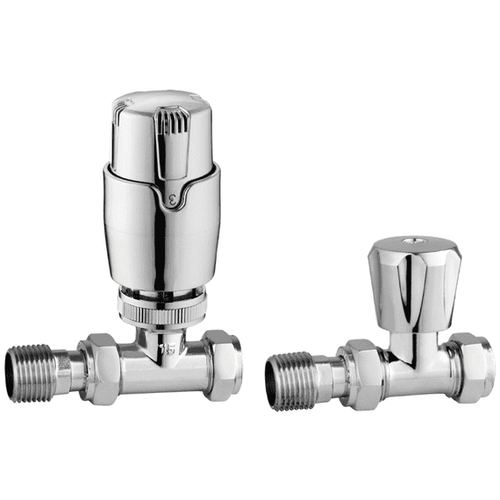 Thermostatic Controlled Straight Radiator Valves - Chrome