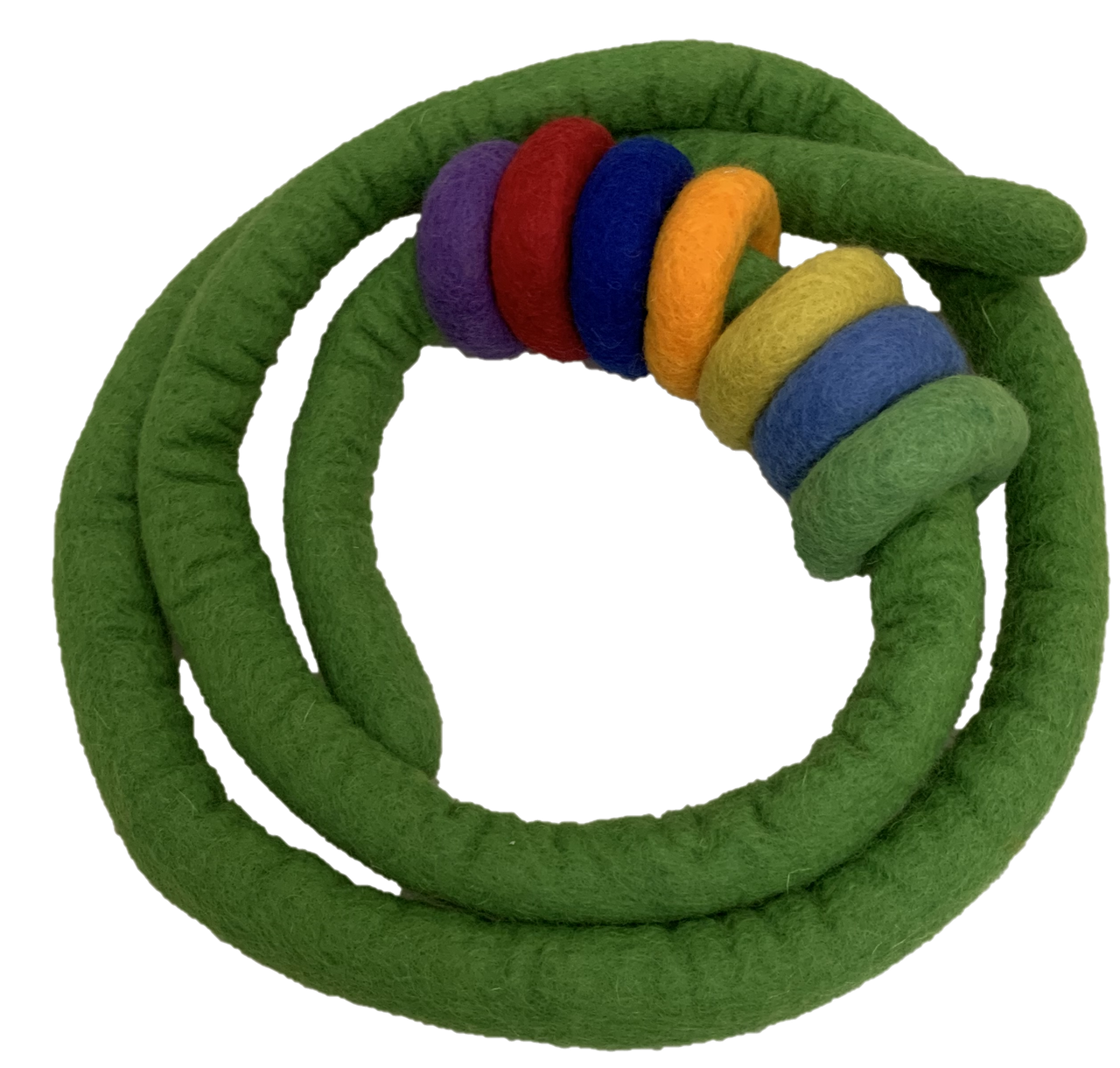 Green Felt Rope and 7 Felt Doughnuts - Papoose Toys Pte Ltd
